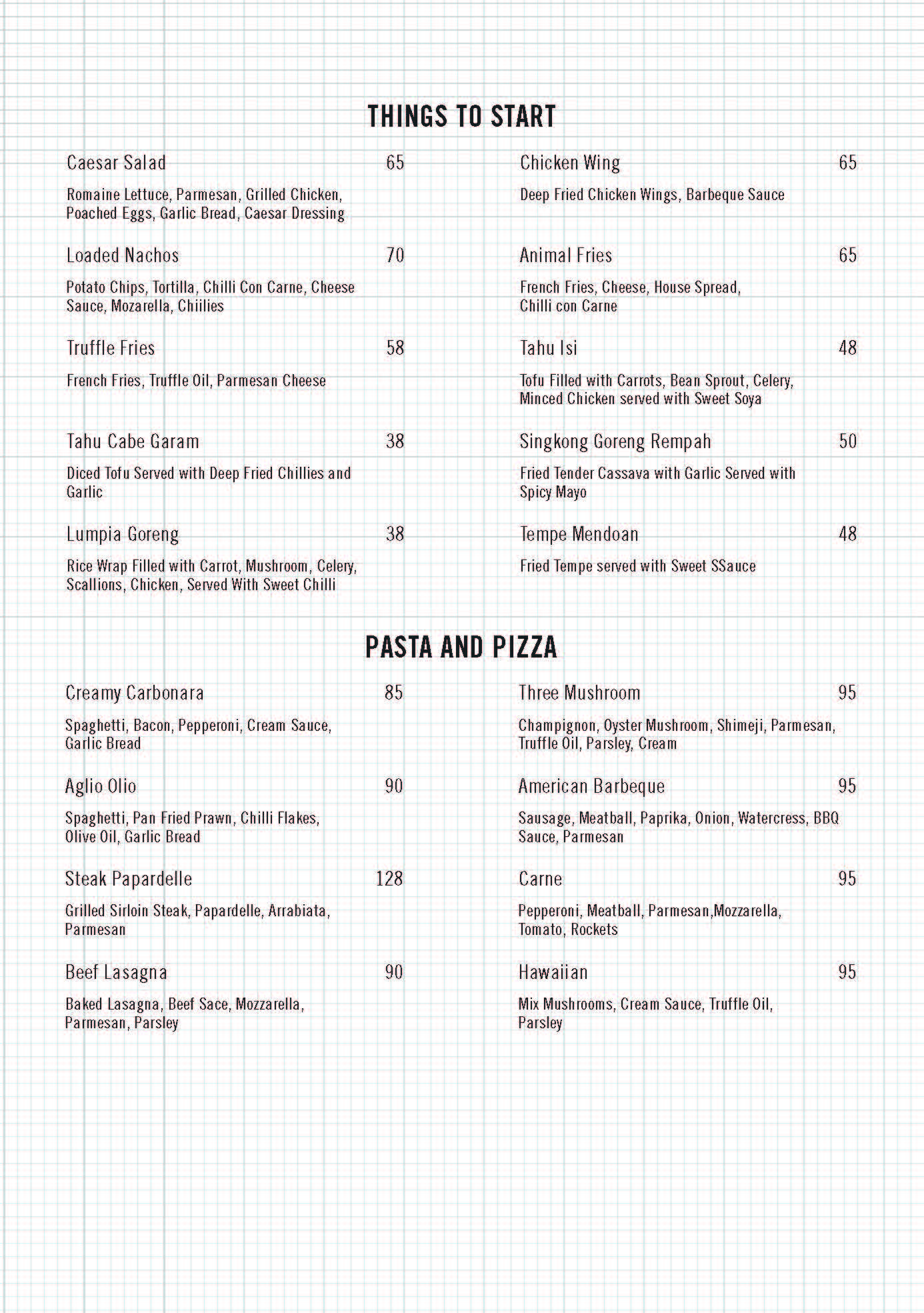 Room Service Menu - Park 5 Hotel